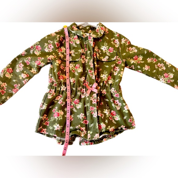 Little Lass | Jackets & Coats | Little Lass Green Floral Utility Jacket ...